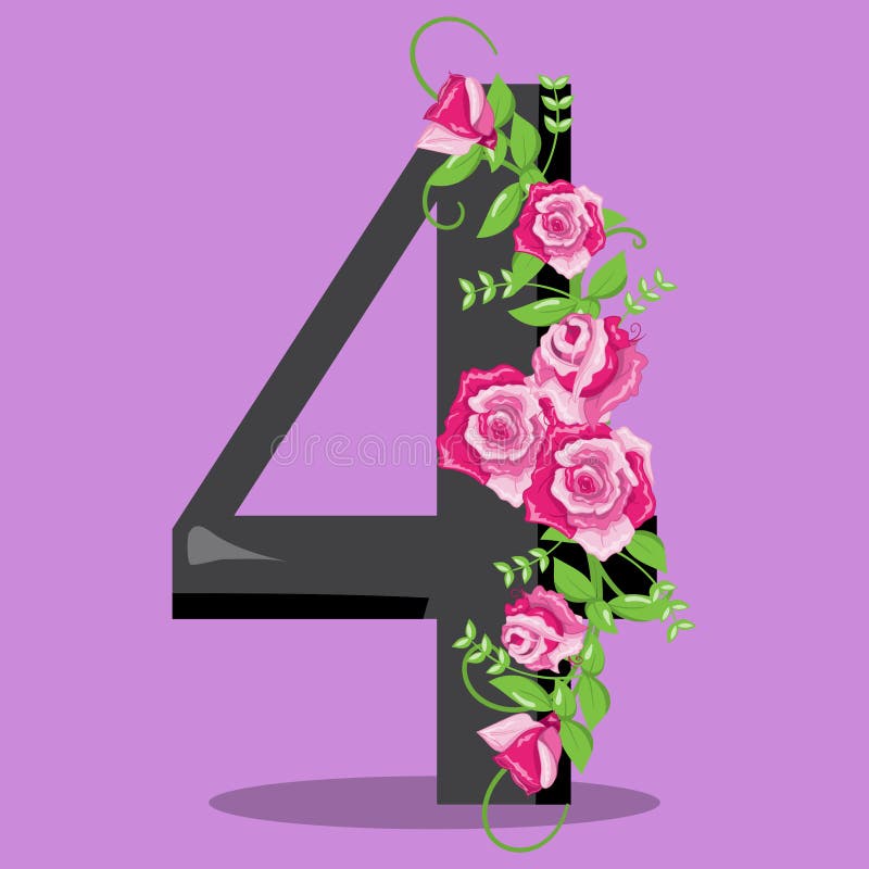 Floral black number 04 stock vector. Illustration of black - 198986544