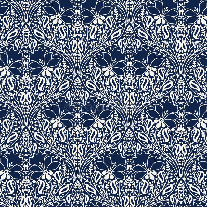 Floral blockprint pattern. stock vector. Illustration of fabric - 125593514 Floral blockprint pattern. stock vector. Illustration of fabric - 125593514