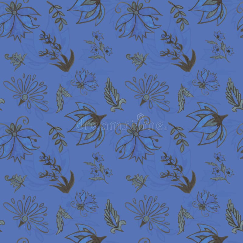 Floral Blue Pattern, Vector Stock Vector - Illustration of patterns ...