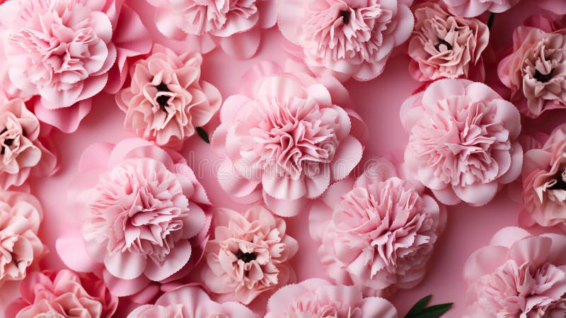 Floral Blush and Pink Carnation Flat Lay Flower Background Stock ...