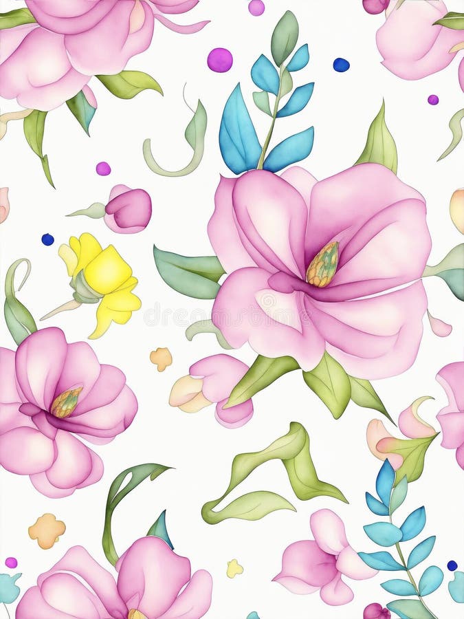 Floral Boho Background Bright Flowers on Light Background Repeatable ...