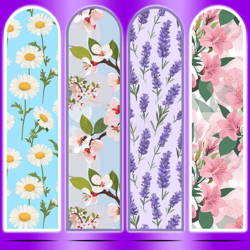 Floral Bookmark Collection with Vibrant Patterns Stock Vector ...