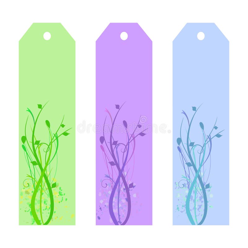 A Set of Floral Bookmarks, Flyers with Pink Flowers, Stock Vector ...