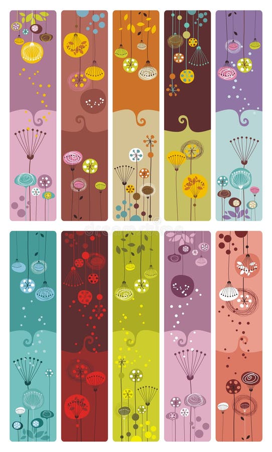 Vertical Floral Bookmarks Or Banners Stock Vector - Illustration of ...