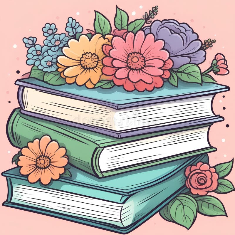 Floral Books Isolated on a White Background, Floral Books Stock Photo ...