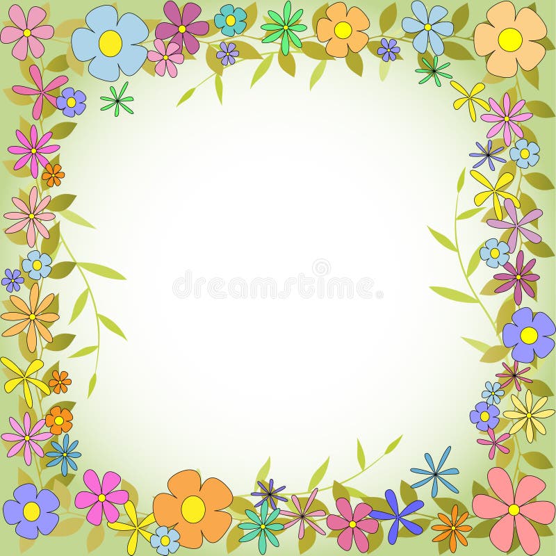 Spring Flowers Border Template Stock Illustration - Illustration of ...