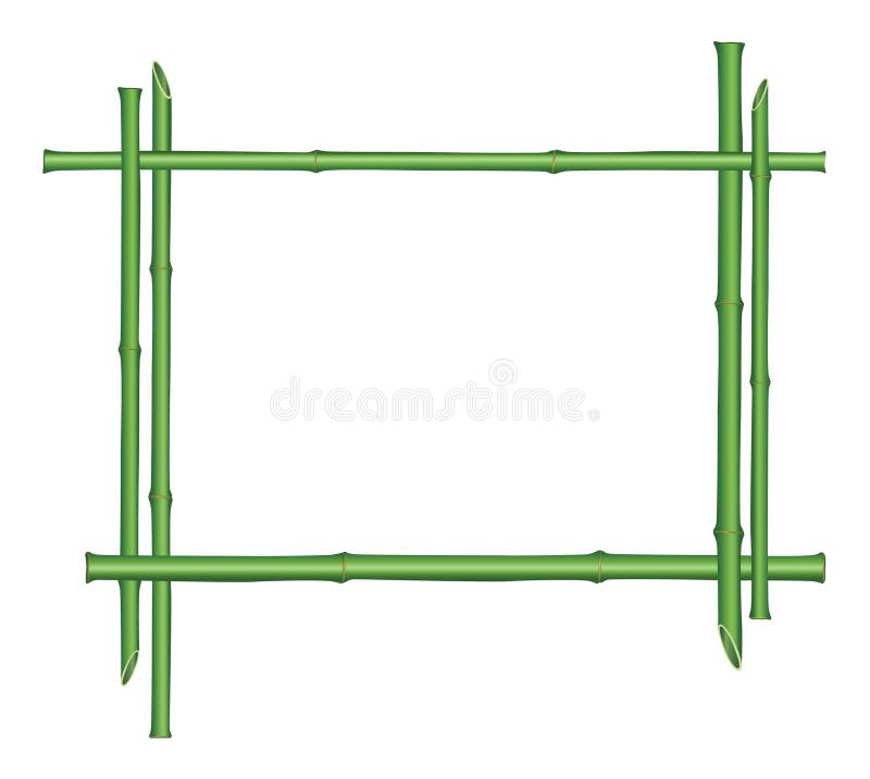 Floral Border with Bamboo Leaves, Stem and Copy Space Stock ...