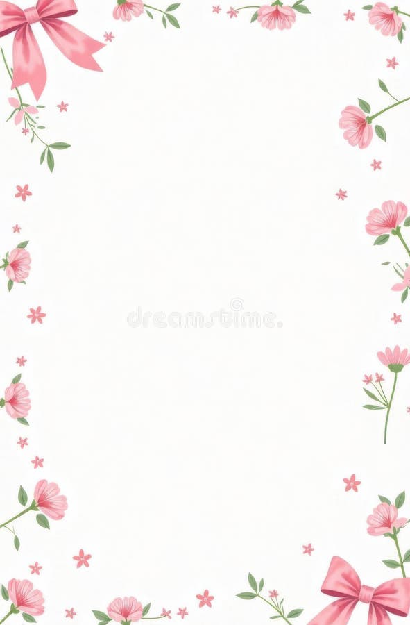 Floral Border Design with Soft Pink Flowers for Creative Projects Stock ...