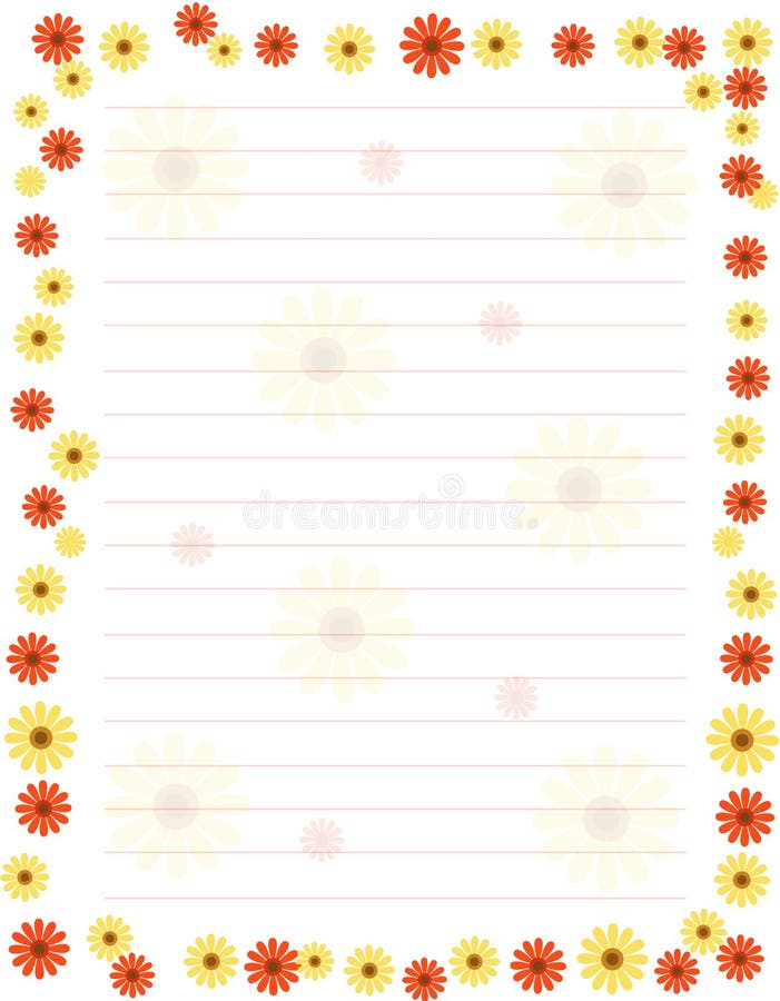 Flower Border Lined Paper