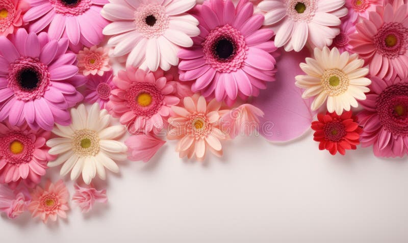 Floral Border Frame, Assorted Garden Flowers Empty Space Background ...