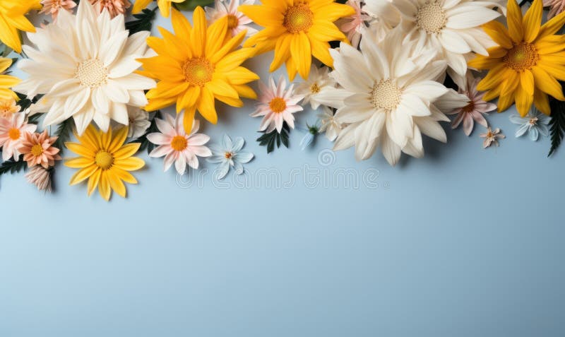 Floral Border Frame, Assorted Garden Flowers Empty Space Background ...