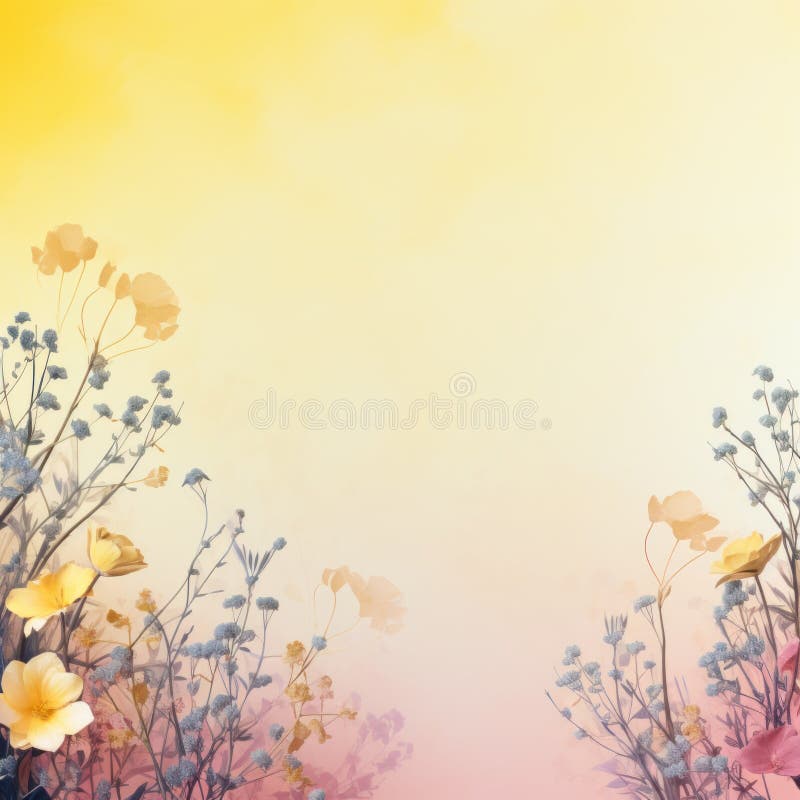 Floral Border Frame, Assorted Garden Flowers Empty Space Background ...