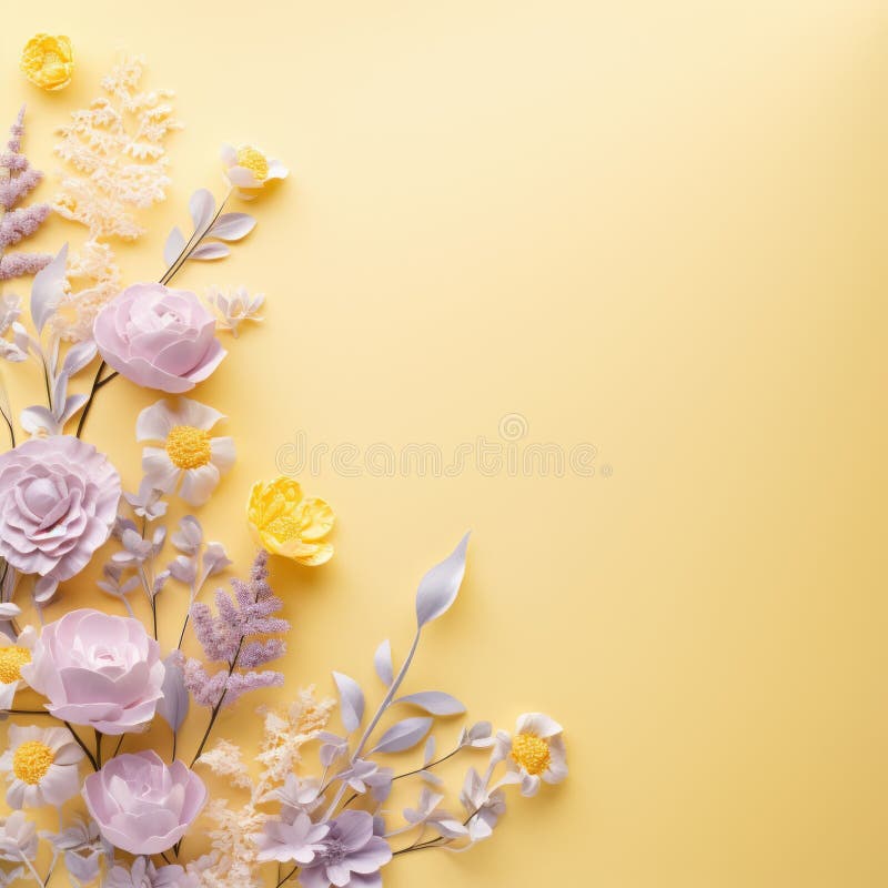 Floral Border Frame, Assorted Garden Flowers Empty Space Background ...