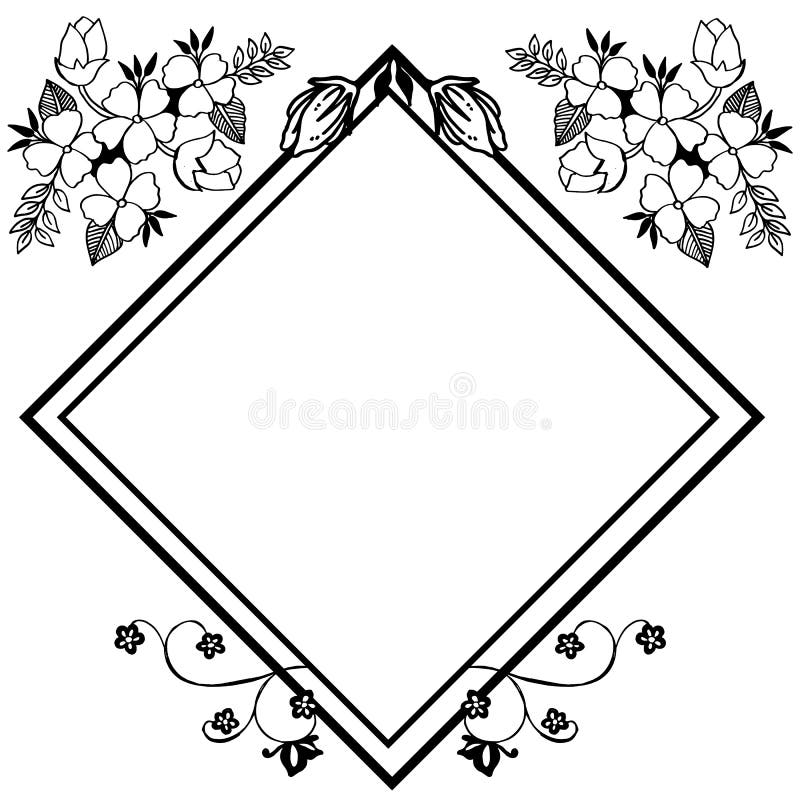 Floral Border Frame Template with White Backdrop. Vector Stock Vector ...