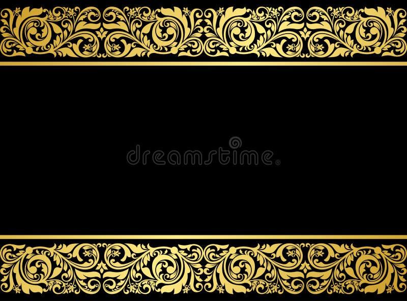 Floral Border with Gilded Elements Stock Vector - Illustration of ...