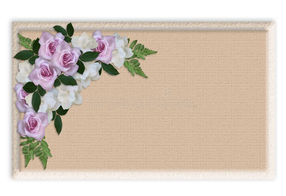 Floral Border Label Wedding Roses Stock Illustration - Illustration of ...