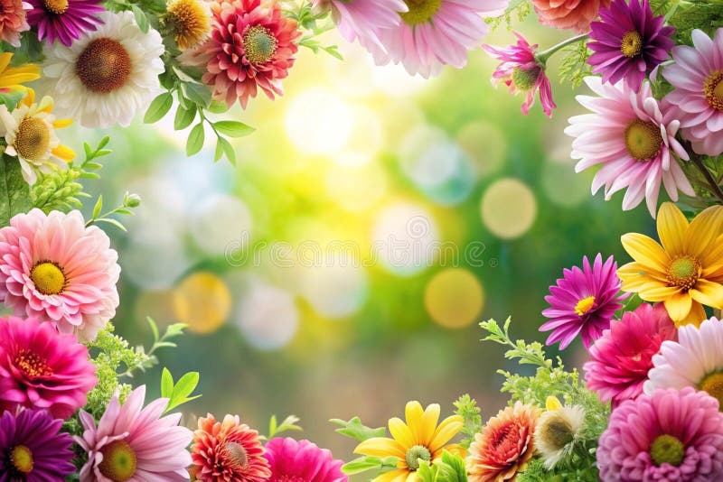 Floral Border Over Blurred Background for Invitations Stock Illustration - Illustration of ...