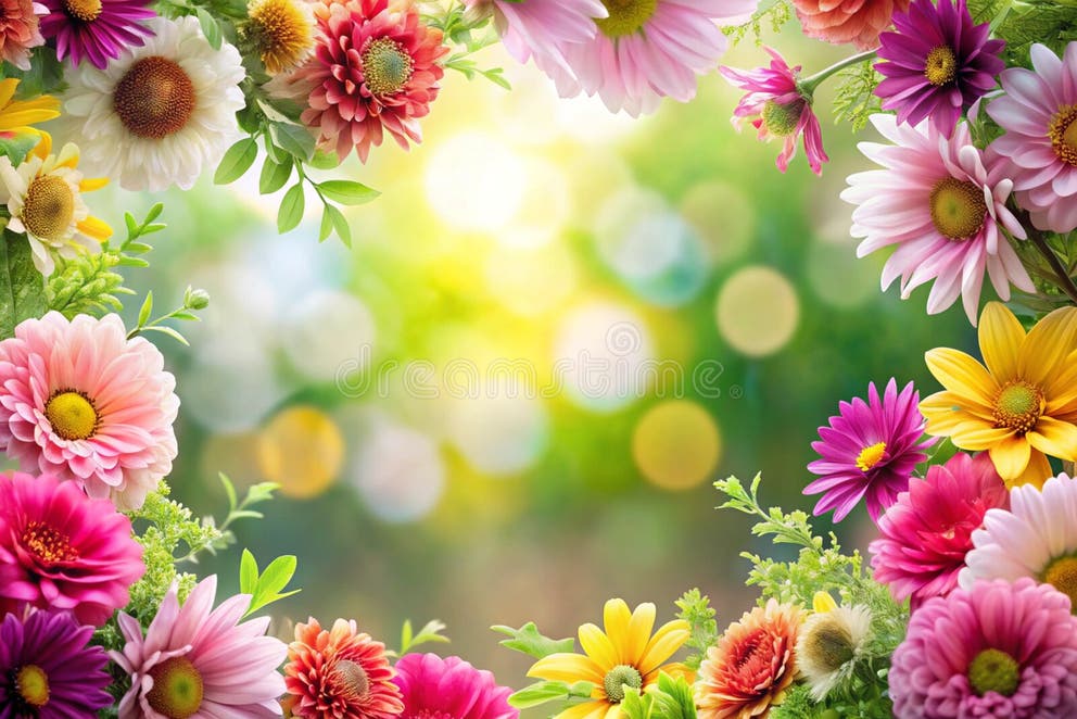 Floral Border Over Blurred Background for Invitations Stock ...