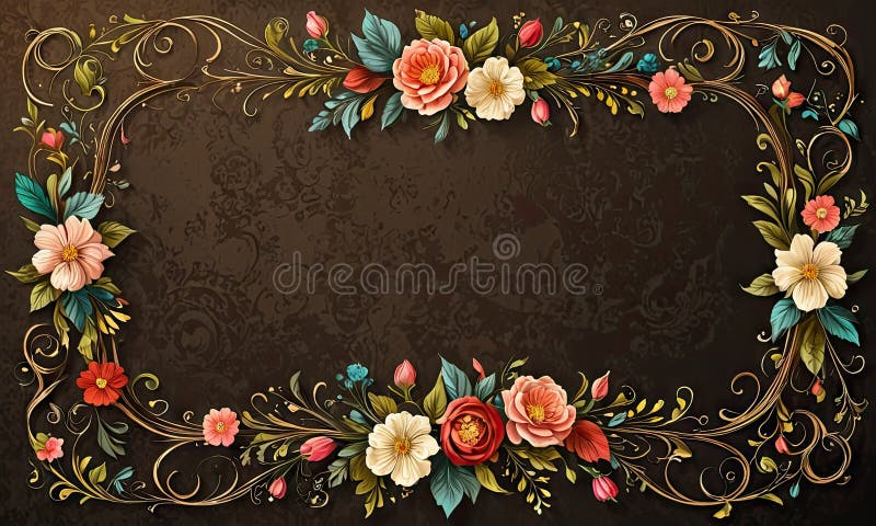 A Floral Border is Placed Around a Photo Frame, with a Variety of ...
