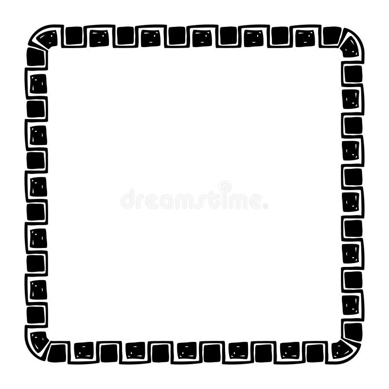 Simple Seamless Vector Square Hand Draw Sketch Floral Border Stock ...