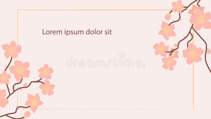 Floral Border Template with Sakura Flowers Stock Vector - Illustration ...