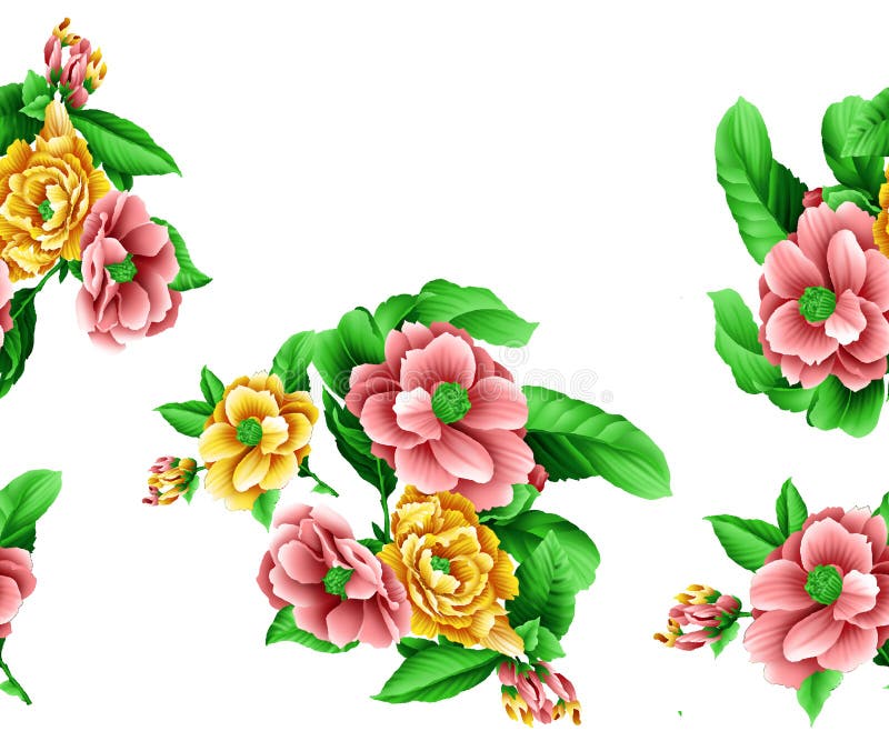 Floral Border on White Background Stock Illustration - Illustration of ...
