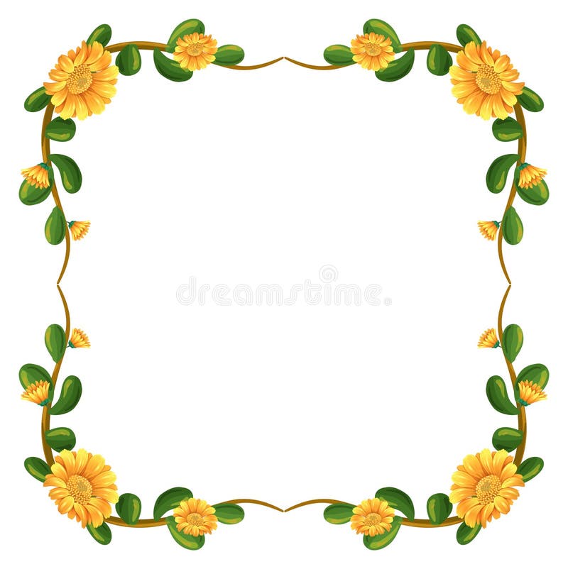 A Floral Border with Yellow Flowers Stock Vector - Illustration of ...