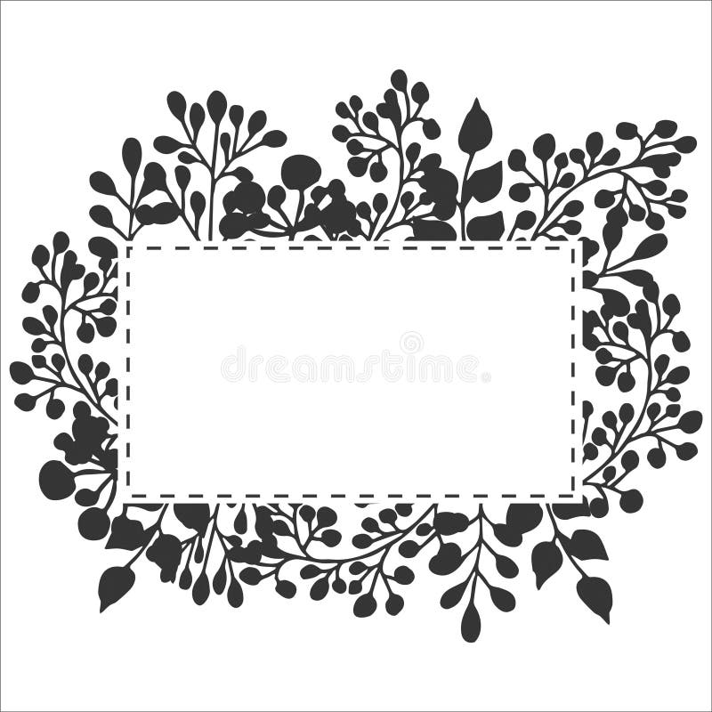 Floral, Botanical Frame with Doodle Elements Stock Illustration ...