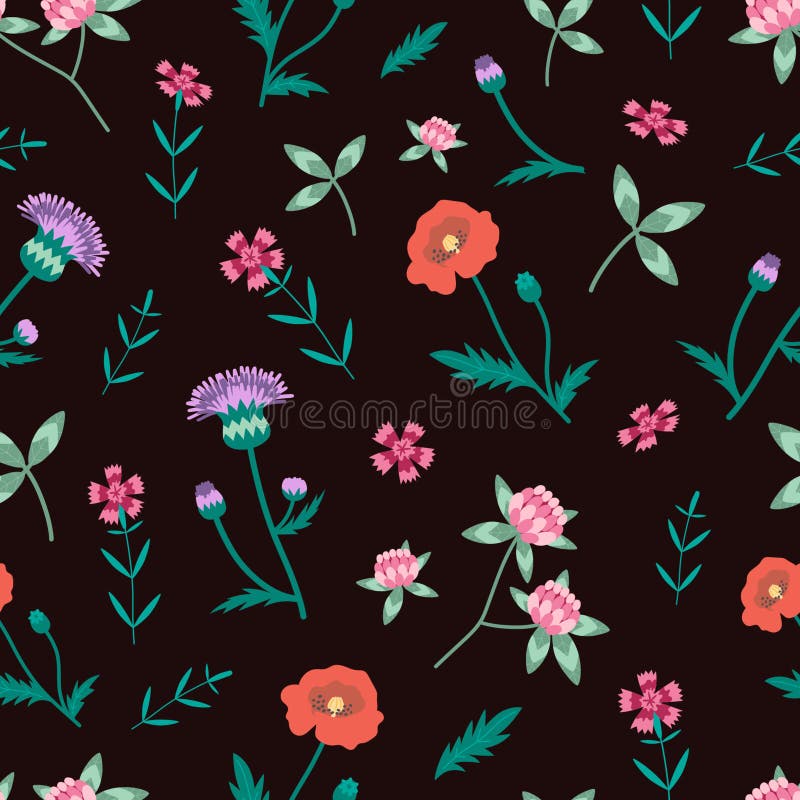 Floral Botanical Wildflower Seamless Pattern. Stock Vector ...