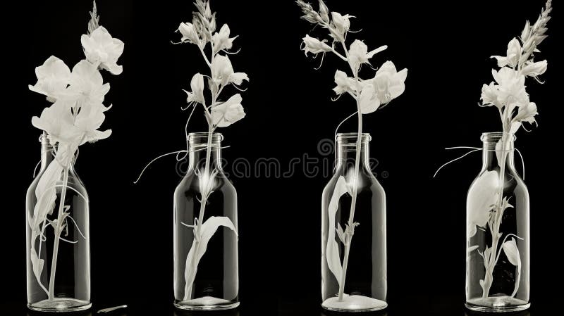Floral Bottle Vases: a Narrative Diptych of Translucent Layers Stock ...