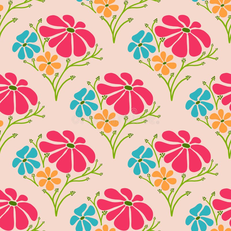 Bunch of Wildflowers Half Drop Seamless Repeat Pattern Stock ...