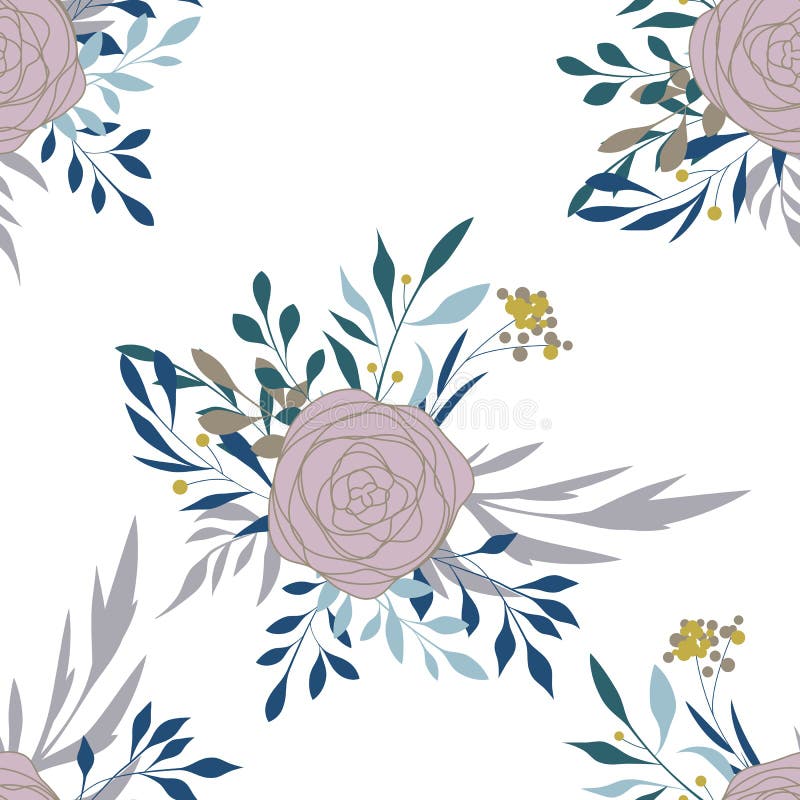 Floral Bouquet Vector Pattern with Small Flowers and Leaves Stock ...