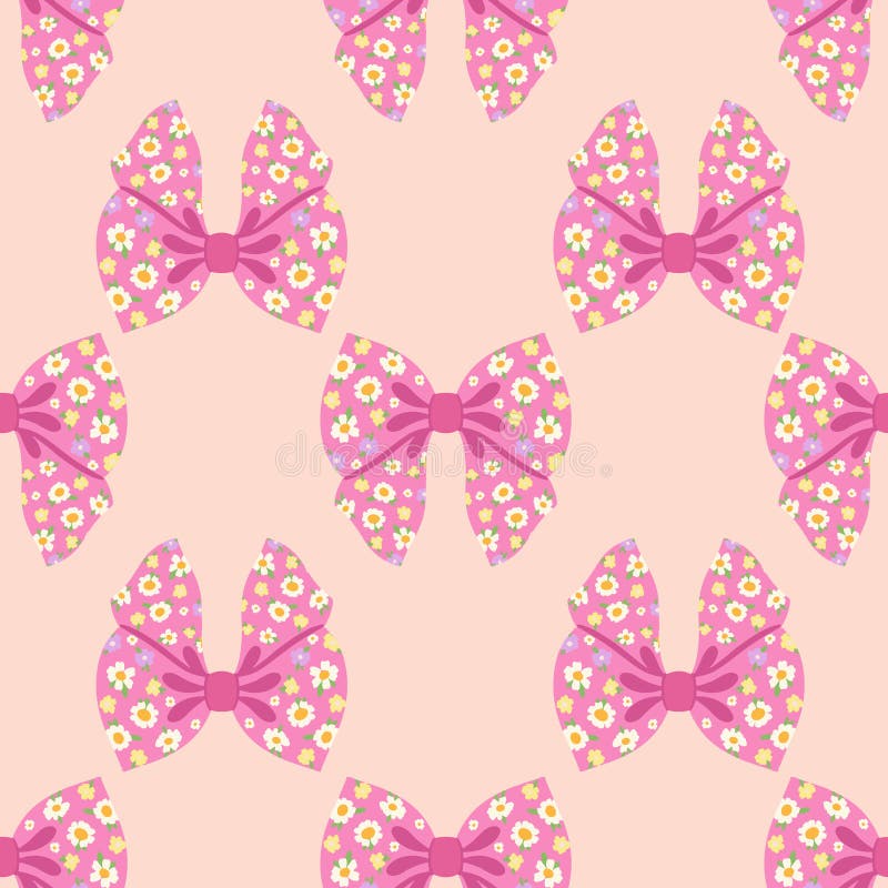 Floral Bow Vector Seamless Pattern Stock Vector - Illustration of knot ...