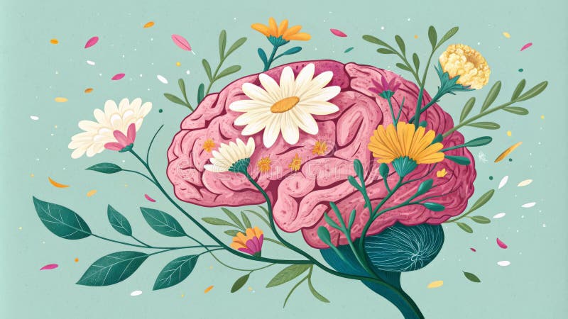 Floral Brain Mental Bloom Illustration Stock Illustration ...