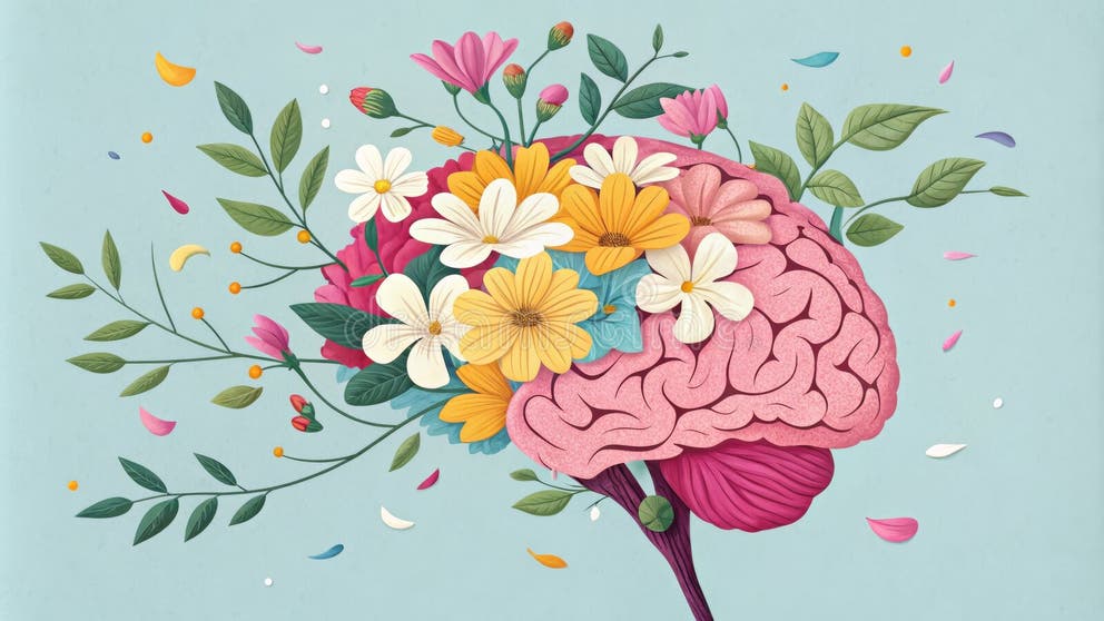 Floral Brain a Mind in Bloom (Illustrative, Digital Stock Illustration ...