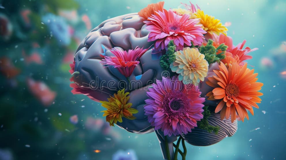 Floral Brainstorm - Creative Mind Concept with Flowers Stock Photo ...