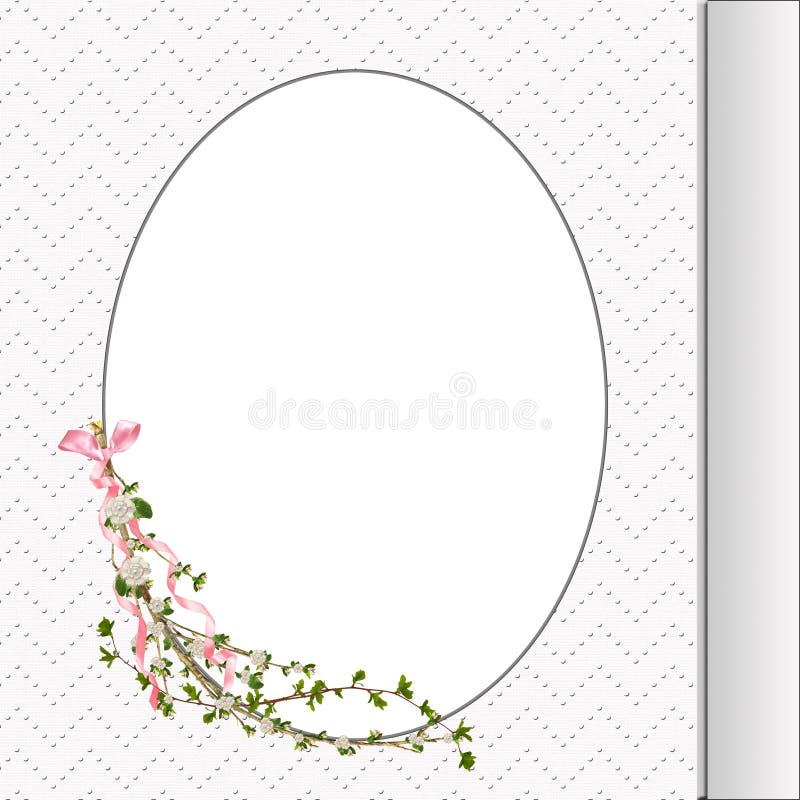 Floral twig on oval frame stock illustration. Illustration of branch ...