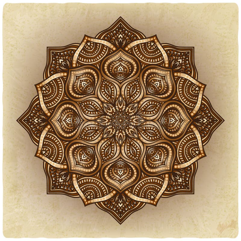 Floral Brown Round Ornament Stock Vector - Illustration of arabic ...