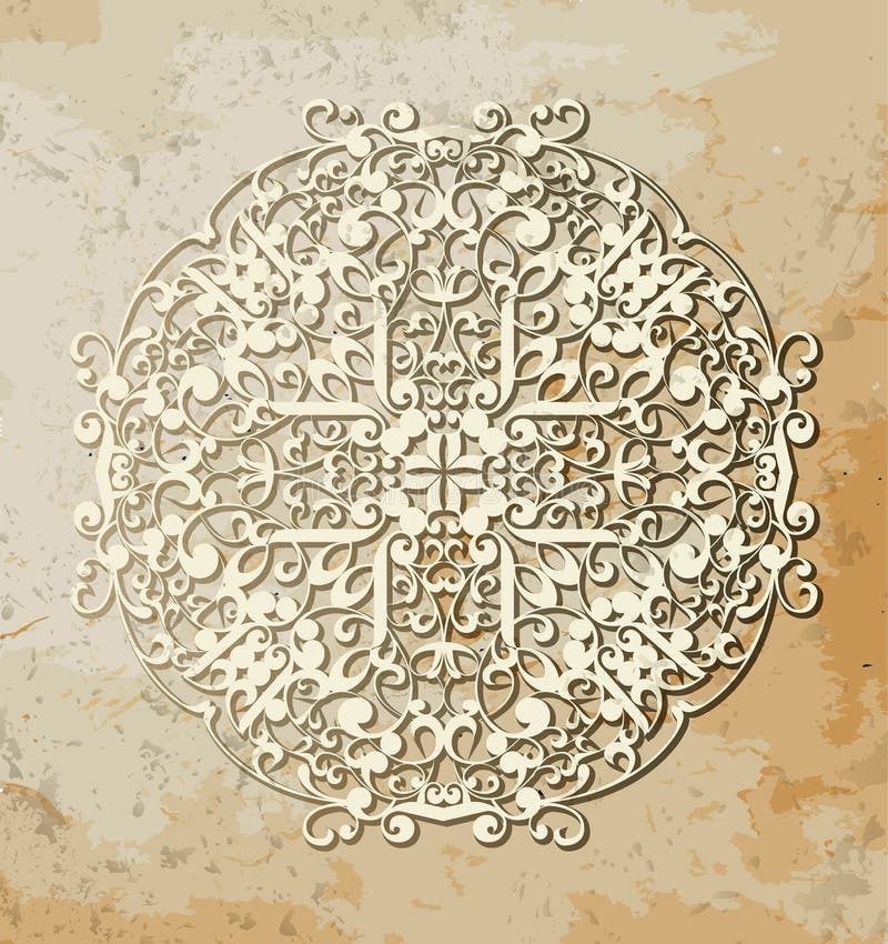 Floral Brown Round Ornament Stock Vector - Illustration of islamic ...