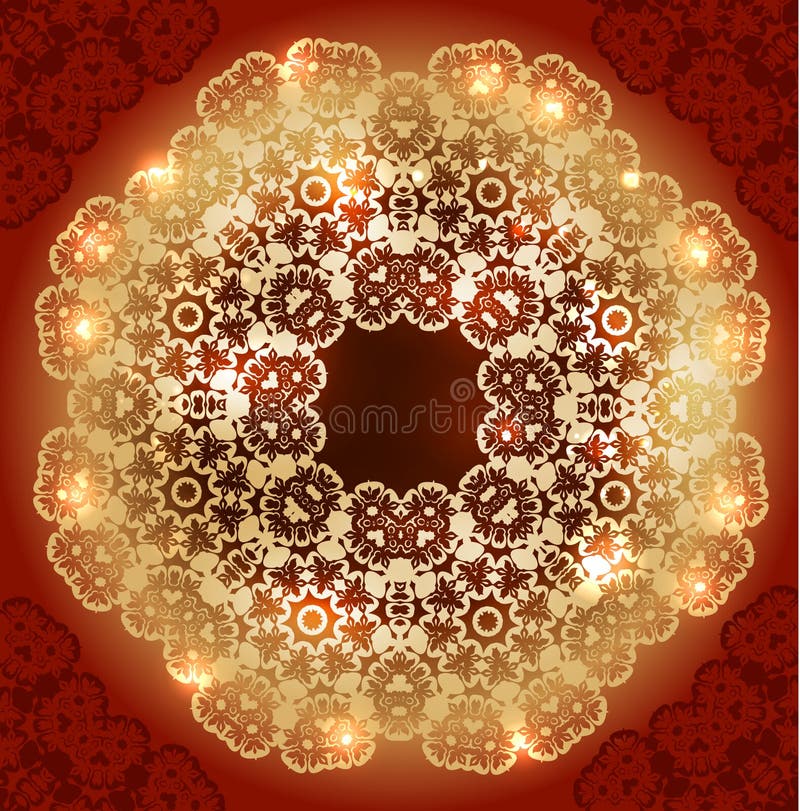 Floral Brown Round Ornament Stock Vector - Illustration of ornament ...