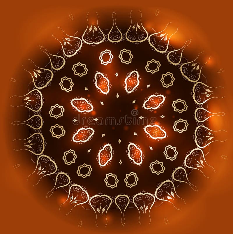 Floral Brown Round Ornament Stock Vector - Illustration of invitation ...