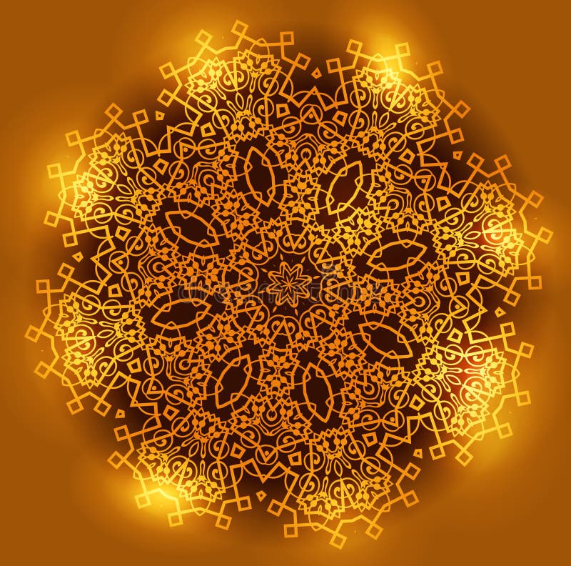 Floral Brown Round Ornament Stock Vector - Illustration of tattoo ...