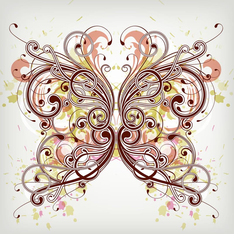 Floral butterfly stock vector. Illustration of illustrated - 96042166
