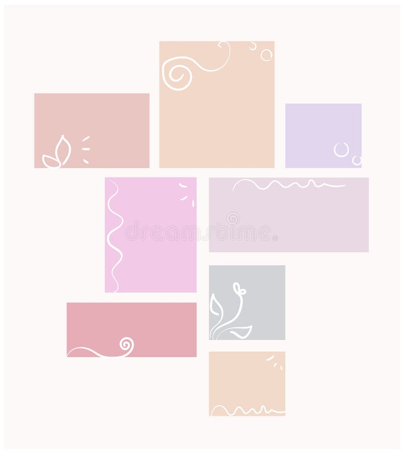 Floral Calligraphy Elements, Rectangle Shape Pastel Color Mood Board ...