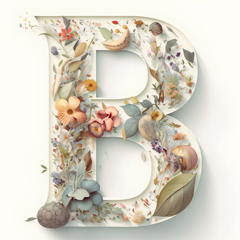 Floral Capital Letter B. Floral Font Stock Illustration - Illustration ...