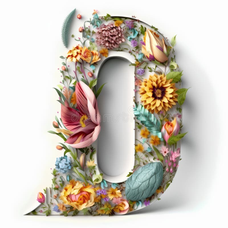 Floral Capital Letter - Uppercase. 3D Illustration Stock Illustration ...
