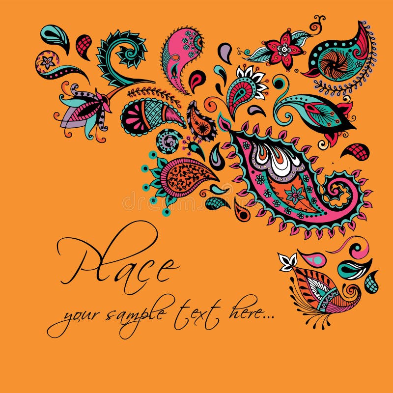 Floral Card Design, Doodle Elements. Vector Decorative Invitation ...