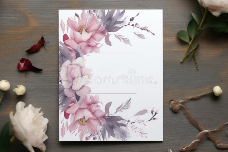 Floral Card Design with Elegance Stock Illustration - Illustration of ...