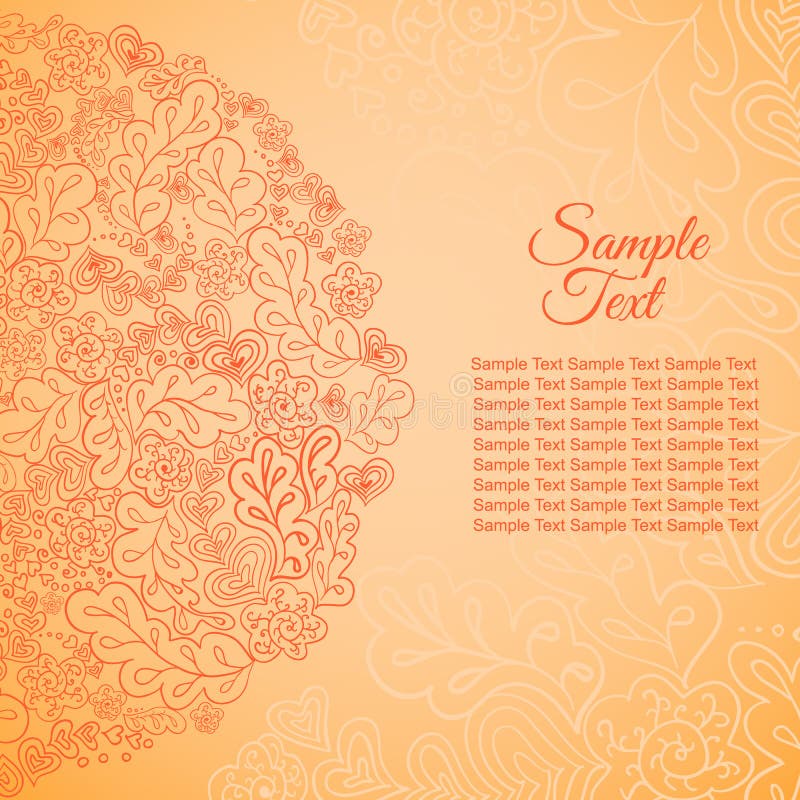 Floral card orange colored stock vector. Illustration of elegant - 66456377