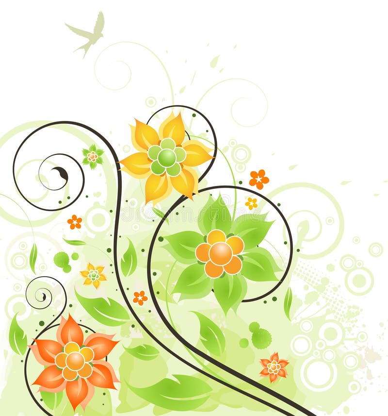 Floral Card with Patterns and Bird Stock Vector - Illustration of plant ...